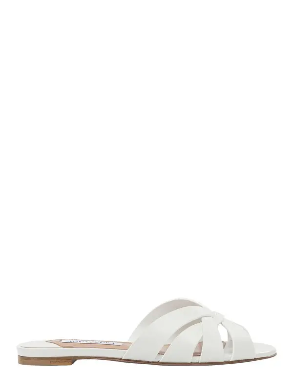 AQUAZZURA Copacabana Woven Leather Slides - White