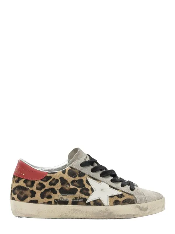 GOLDEN GOOSE Super Star Leopard Print Suede Star Sneakers - Brown