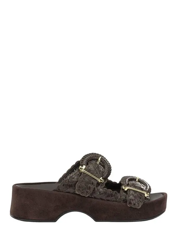 PONS QUINTANA Braided Buckled Platform Sandals - Brown