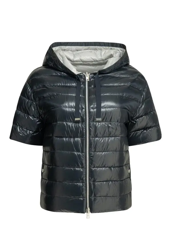 Herno Reversible Short Down Jacket With Hood - Blue