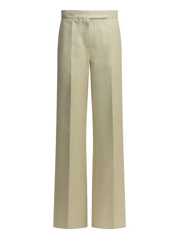 Max Mara Linen Wide Leg Tailored Pants - Beige