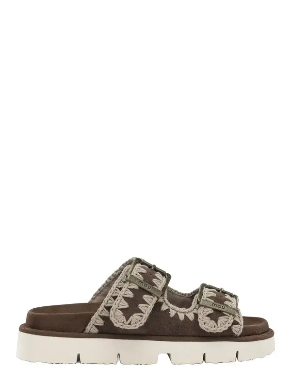 Mou Buckled Leather Sandals - Brown