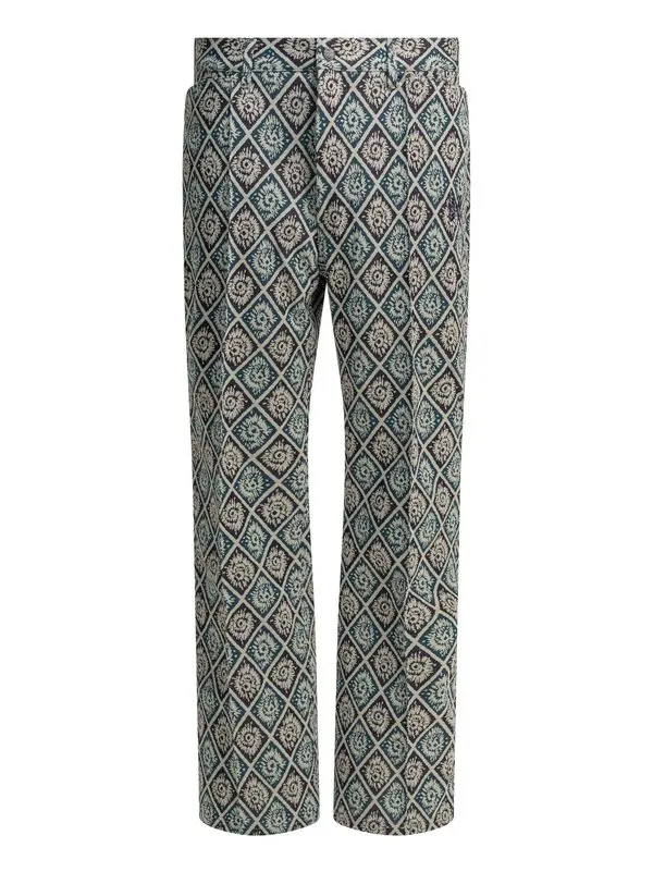 Needles Boot Cut Jacquard Casual Pants - Blue