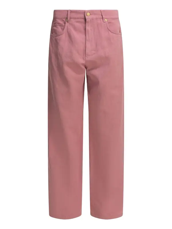 Max Mara Cotton-linen Casual Straight Leg Pants - Pink
