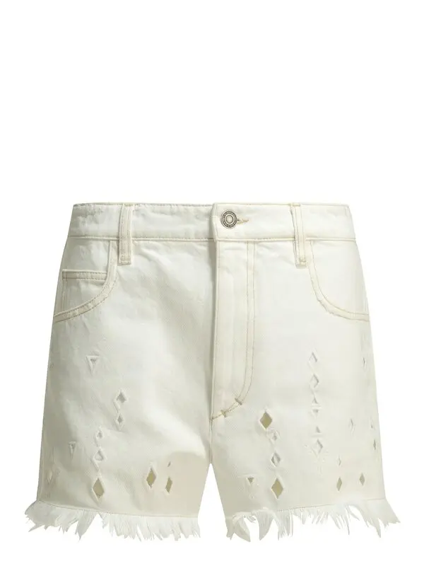 Isabel Marant Aecia' Embroidered Cotton Denim Shorts - White