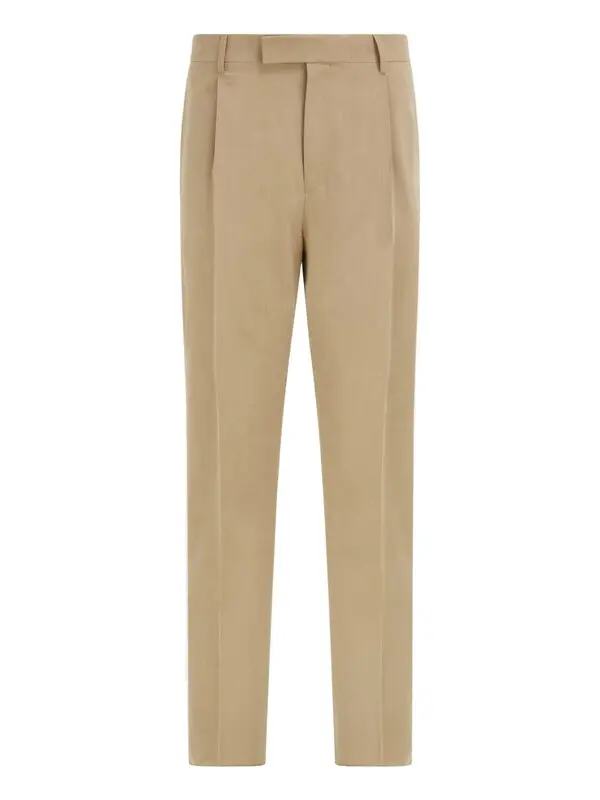 FERRAGAMO Silk And Wool Tailored Trousers - Beige