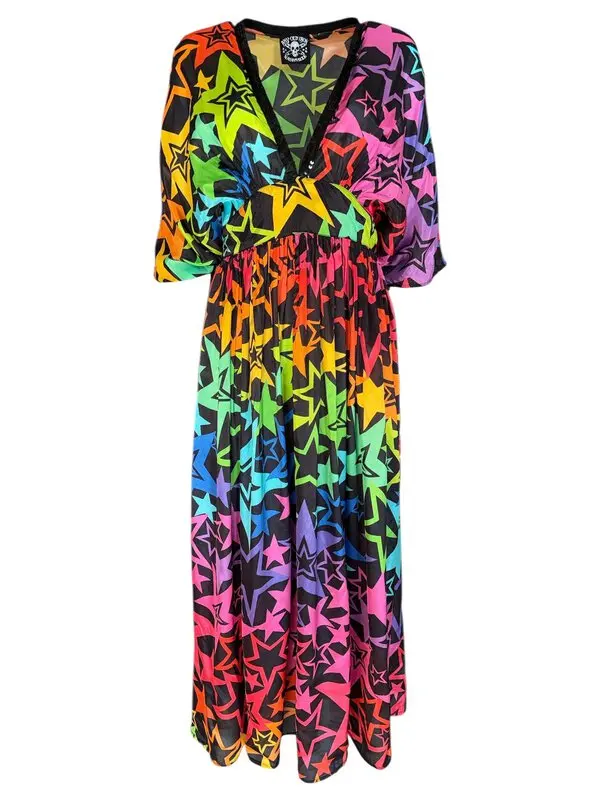 ANY OLD IRON Rainbow Star Kaftan Dress - Black/blue