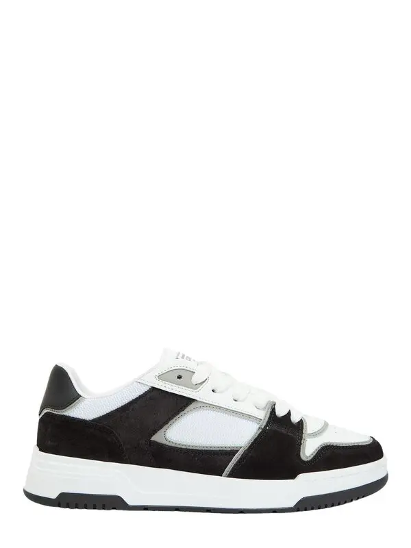 CLEENS Panelled Leather Sneakers - Black And White