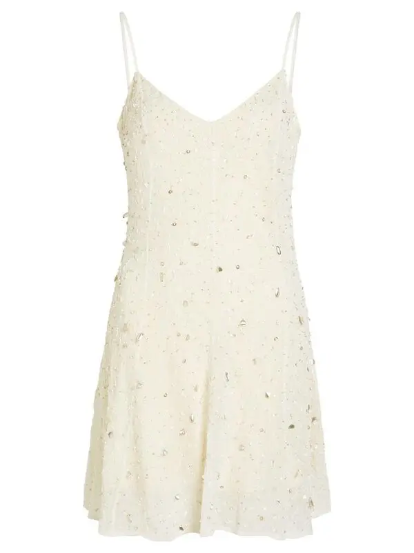Staud Embellished Mesh Mini Dress - Ivory