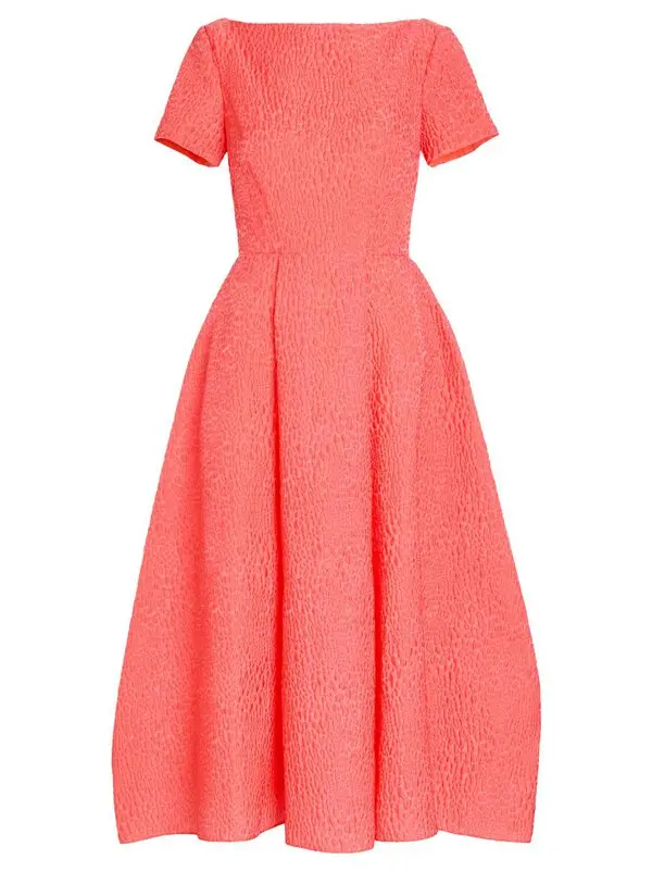 ROKSANDA Vaela Wide-neck Cloqué Midi Dress - Orange