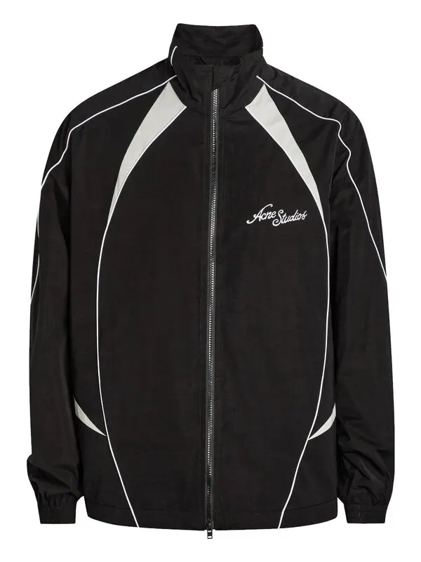 Acne Studios Logo-embroidered High-neck Poplin Jacket - Black