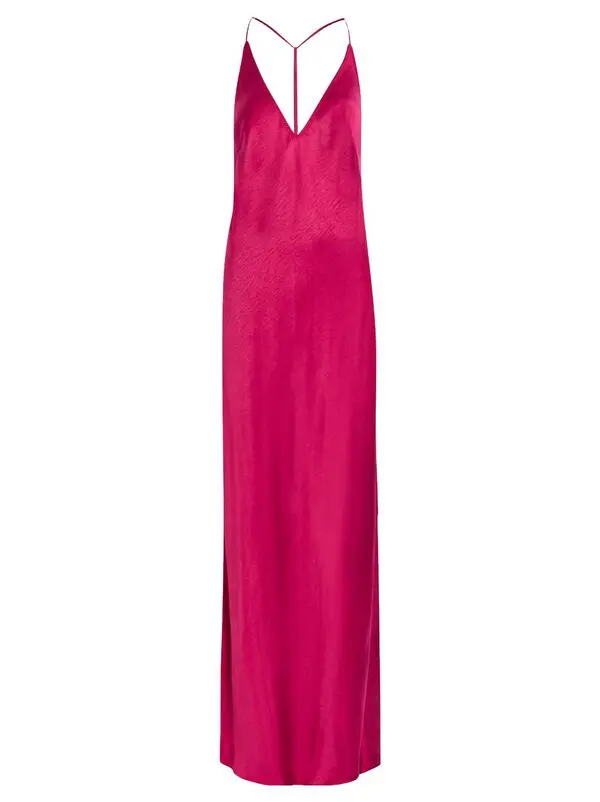 Anna October Justina Open-back Satin Maxi Dress - Dark Red