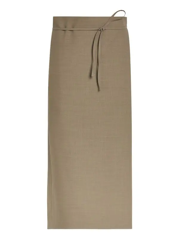 Calvin Klein Wool Midi Wrap Skirt - Grey