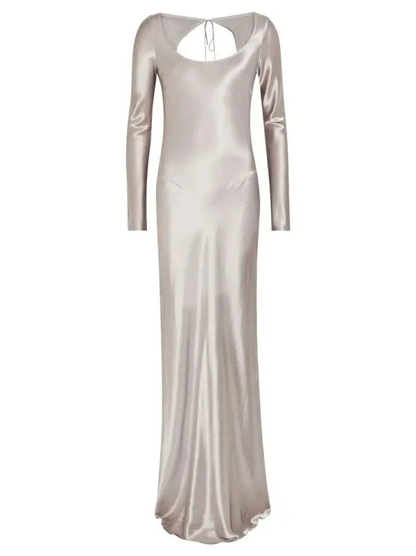 Anna October Margit Open-back Satin Gown - Silver