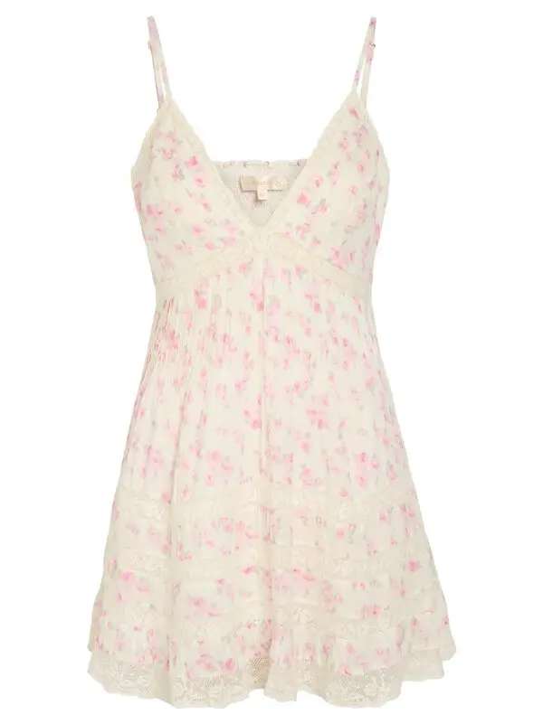 LoveShackFancy Alonna Floral-print Cotton Mini Dress - Pink