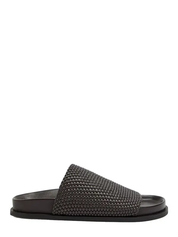 A.emery Luca Woven Leather Sliders - Brown