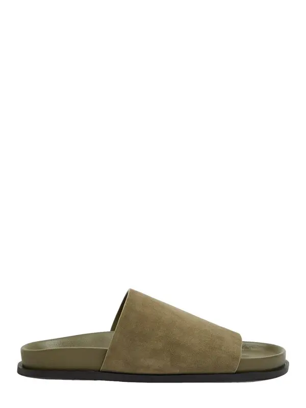 A.emery Luca Woven Leather Sliders - Khaki