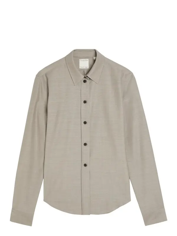 Calvin Klein Sophie Wool And Silk-blend Shirt - Grey