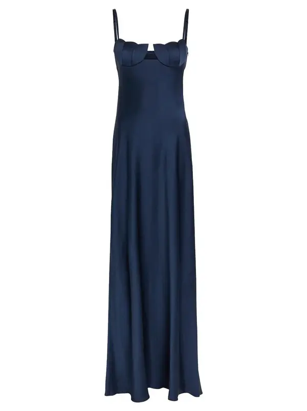 Anna October Tulip Satin-crepe Maxi Dress - Blue