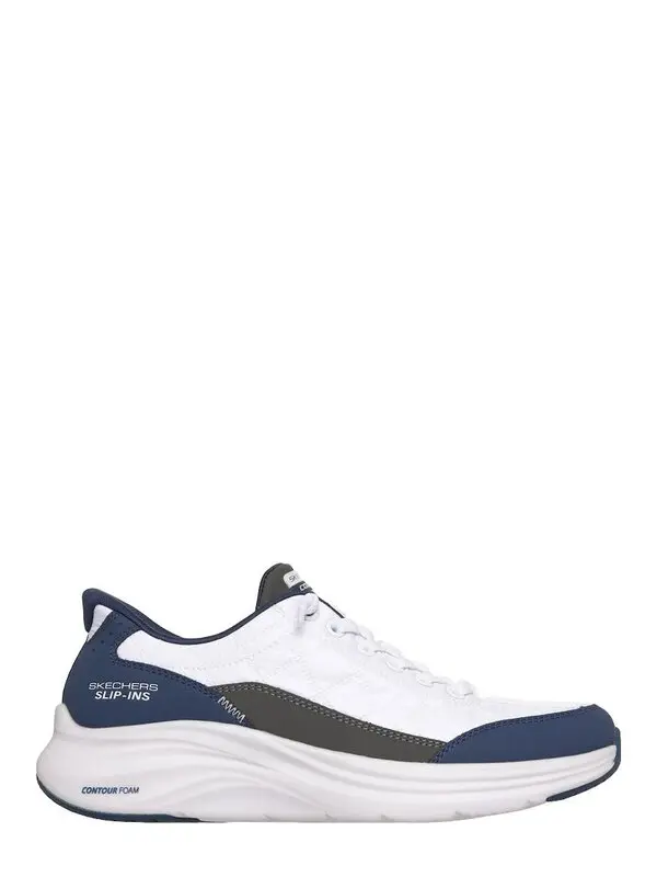 Sketchers Slip-ins Contour Foam Athletic Shoes - White/navy Blue