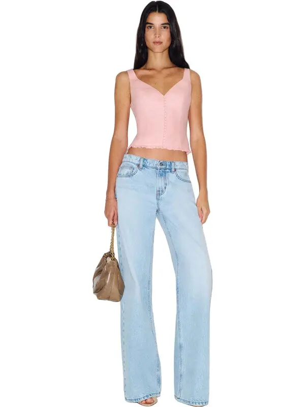 REFORMATION Flicka Linen Top - Pink