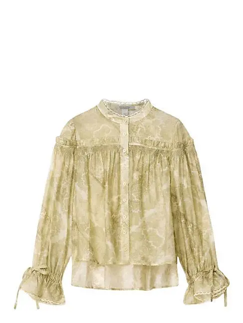 ALLSAINTS Delphine Graphic Print Woven Shirt - Joanne Gold Gr