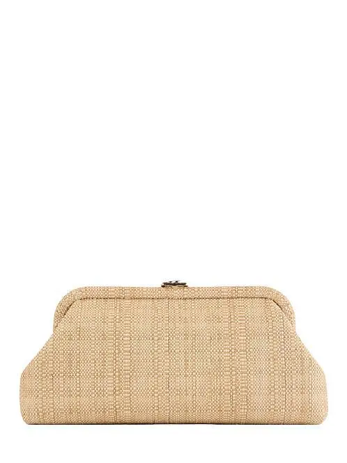 JIMMY CHOO Skylar Raffia Clutch Bag - Natural/light Gold