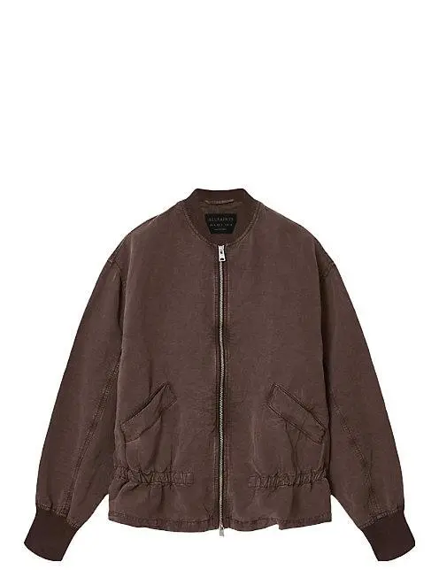 ALLSAINTS Sofi Baseball-collar Cotton Jacket - Plum Brown