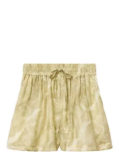 ALLSAINTS Isla Graphic Print Woven Shorts - Joanne Gold Gr