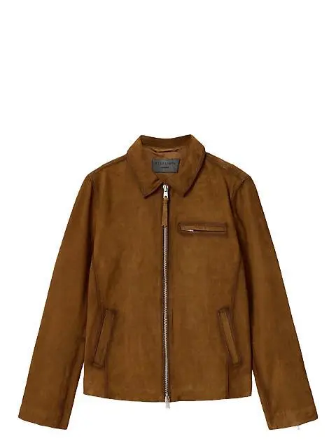 ALLSAINTS Zip-up Suede Jacket - Tan Brown