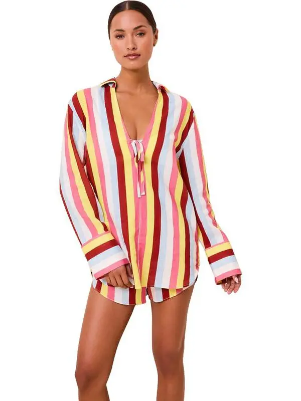 Solid & Striped Livia Tunic Linen Symi Shirt - Stripe