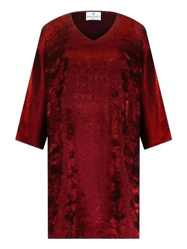 DHARA SHETH, DUBAI Dhara Sheth Dubai Shadow Of Sequin Shimmer Kaftan Dress - Red