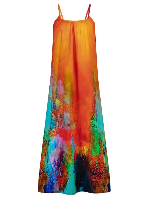 DHARA SHETH, DUBAI Dhara Sheth Dubai Abstract Tiger Print Maxi Dress - Red