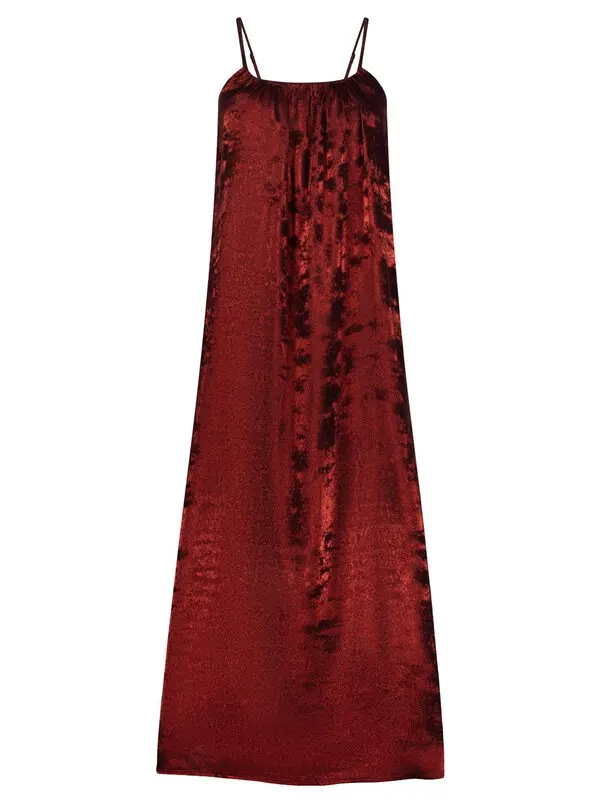 DHARA SHETH, DUBAI Dhara Sheth Dubai Sequin Shimmer Spaghetti Strap Maxi Dress - Red