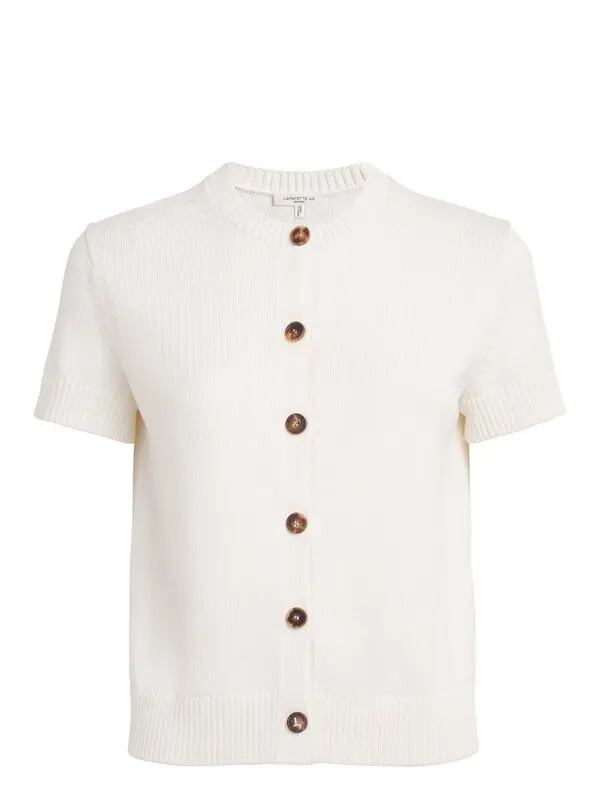 Lafayette 148 New York Cotton-silk Short-sleeve Cardigan - White
