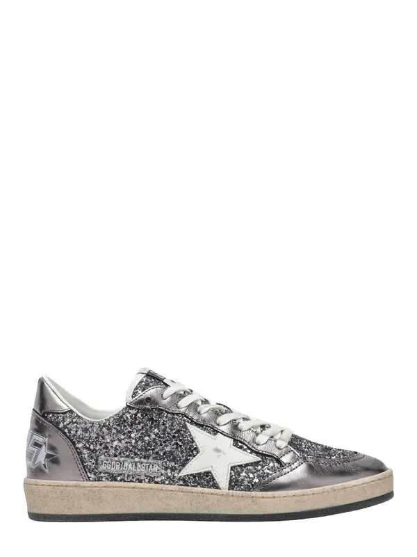 GOLDEN GOOSE Ballstar Silver Glitter Sneakers - Grey
