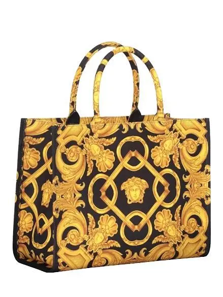 Versace Medusa Barocco Canvas Tote Bag - Gold