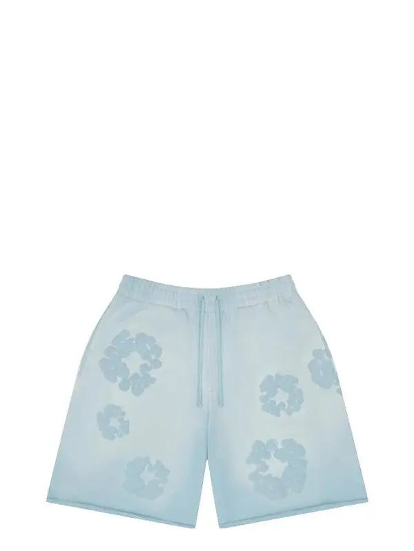 DENIM TEARS Faded Mono Cotton Wreath Sweatshorts - Light Blue