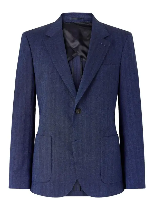 Mr.p Herringbone Linen-blend Suit Jacket - Blue