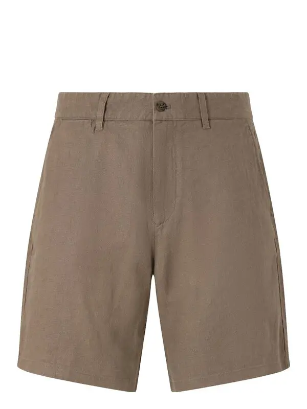 Nn07 Aden 1454 Straight-leg Linen Shorts - Brown