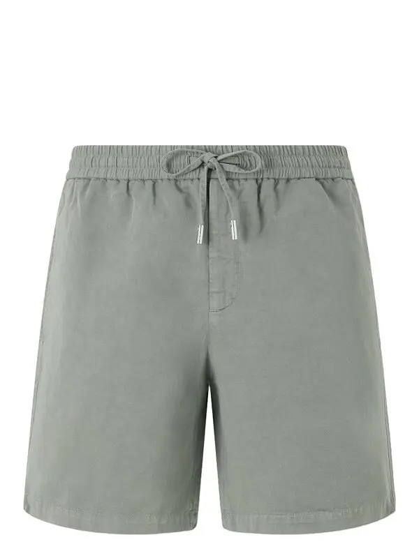 Mr P. Straight-leg Cotton And Linen-blend Twill Drawstring Shorts - Green