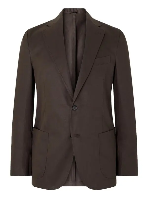 DE PETRILLO Cotton Single-breasted Suit Jacket - Brown