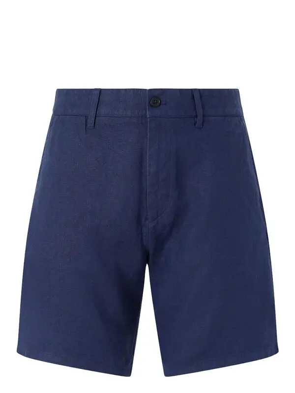 Nn07 Straight-leg Linen Shorts - Blue