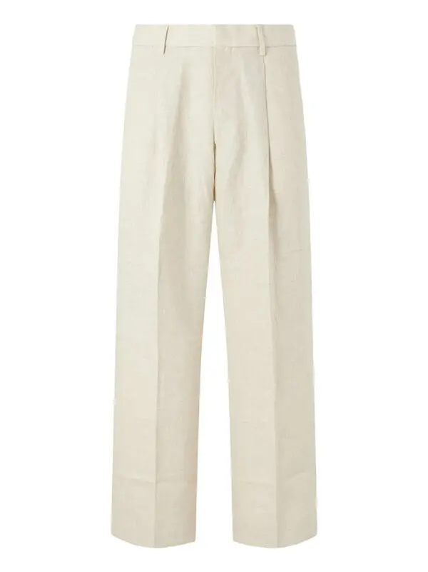 Nn07 Kay 1454 Straight-leg Pleated Linen Trousers - Ecru