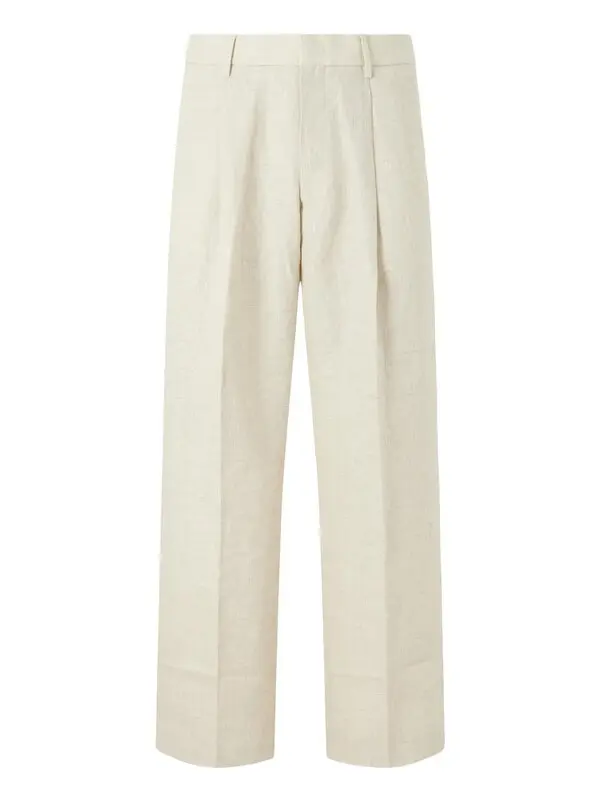 Nn07 Kay 1454 Straight-leg Pleated Linen Trousers - Neutrals