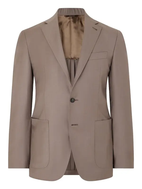 Canali Kei Wool Suit Jacket - Brown