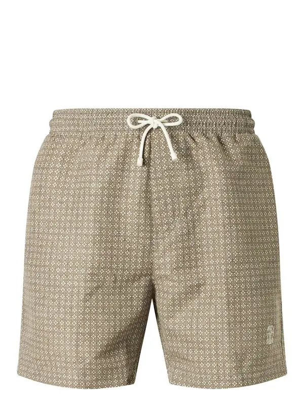 Brunello Cucinelli Straight-leg Mid-length Printed Swim Shorts - Green