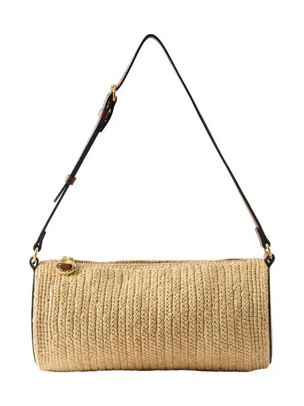 Stella McCartney Barrel Raffia Shoulder Bag - Beige