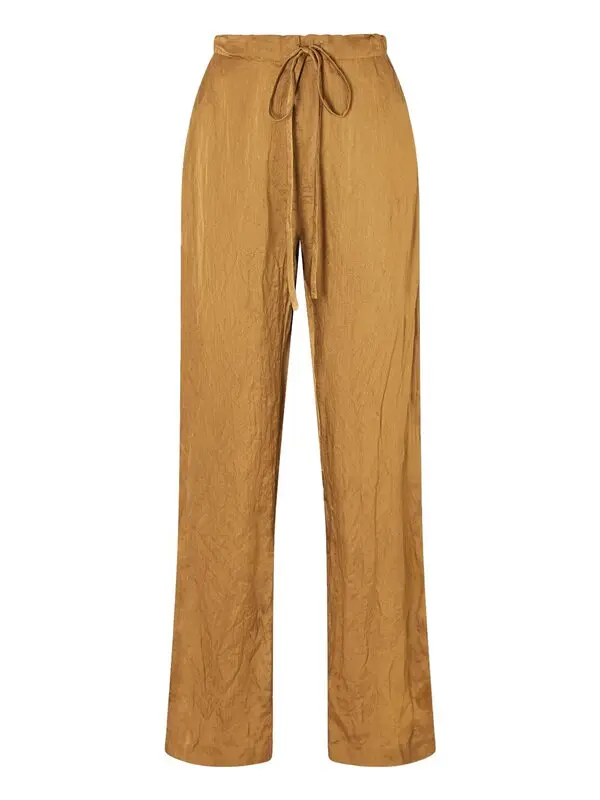 Khaite Rohen Crinkled-voile Pants - Gold