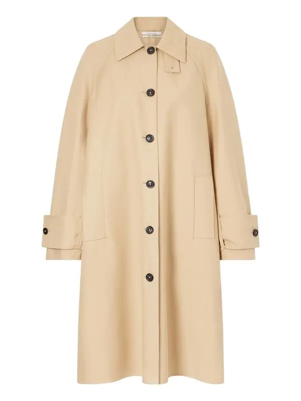 Another Tomorrow Balmacaan Double-face Cotton Long Coat - Neutrals